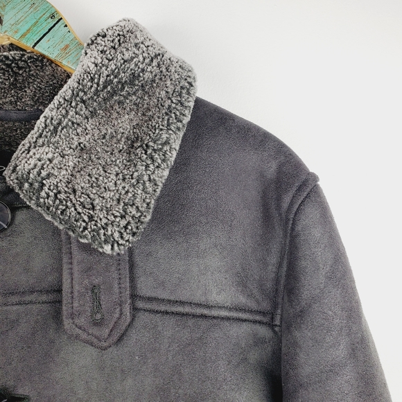 Black Rivet | Jackets & Coats | Black Rivet Gray Faux Fur Suede Coat ...